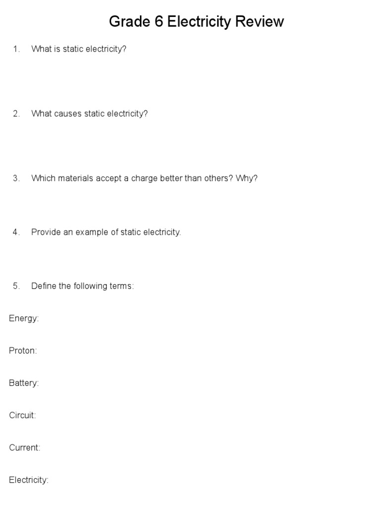 Grade 6 Electricity Study Guide | PDF | Technology & Engineering ...
