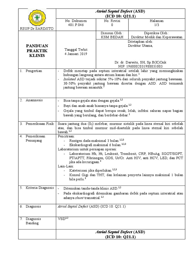 Panduan Penanganan ASD Jantung | PDF | Kesehatan Holistik | Sains ...