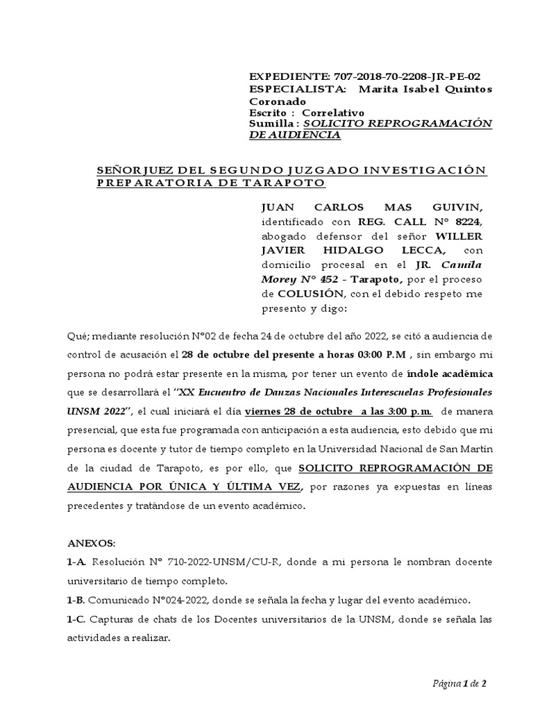 Exp. 00707-2018-70-2208-JR-PE-02 - Anexo - 53742-2022 | PDF | Justicia | Crimen y violencia