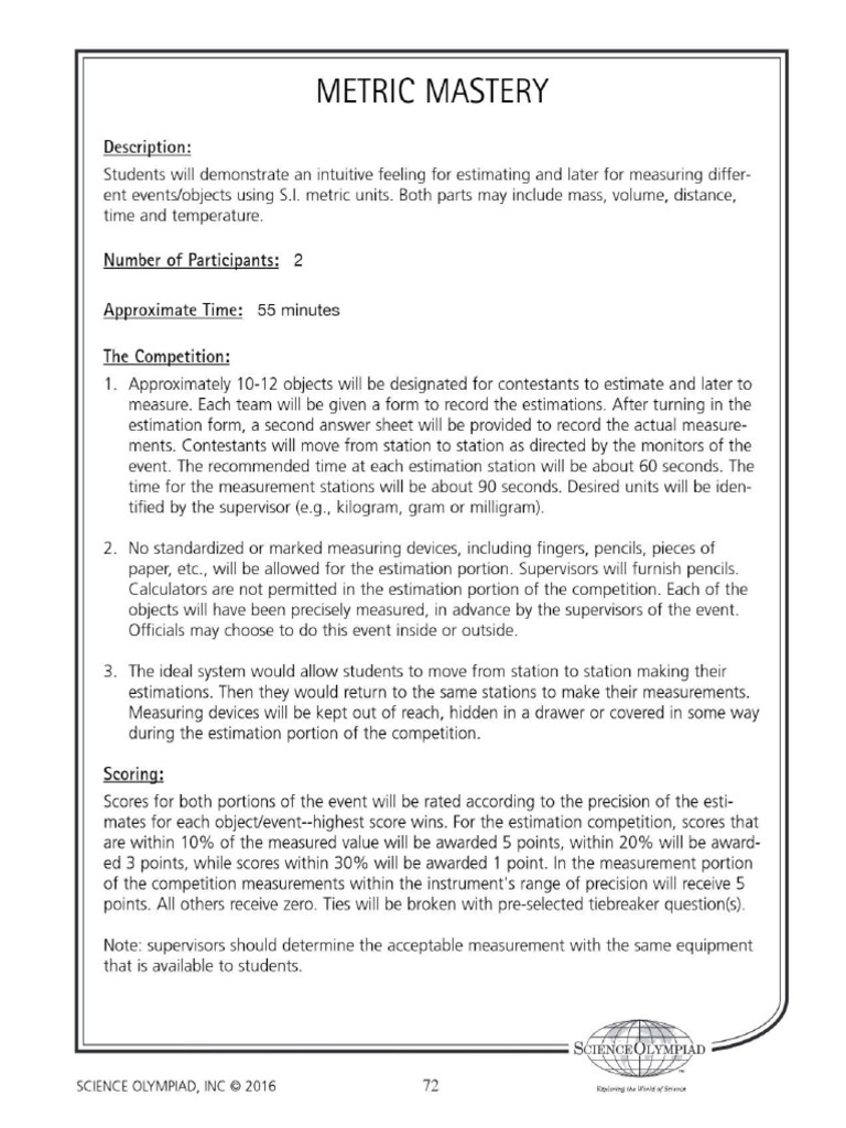 Metric Mastery Event | PDF