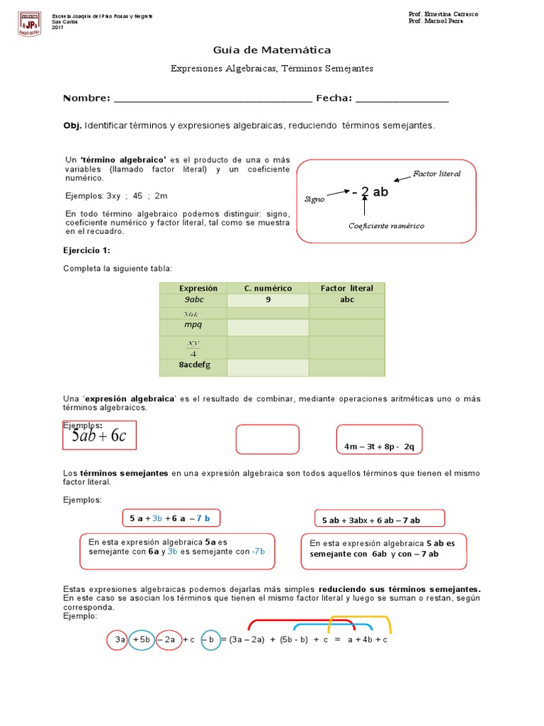 Terminos Algebraicos | PDF
