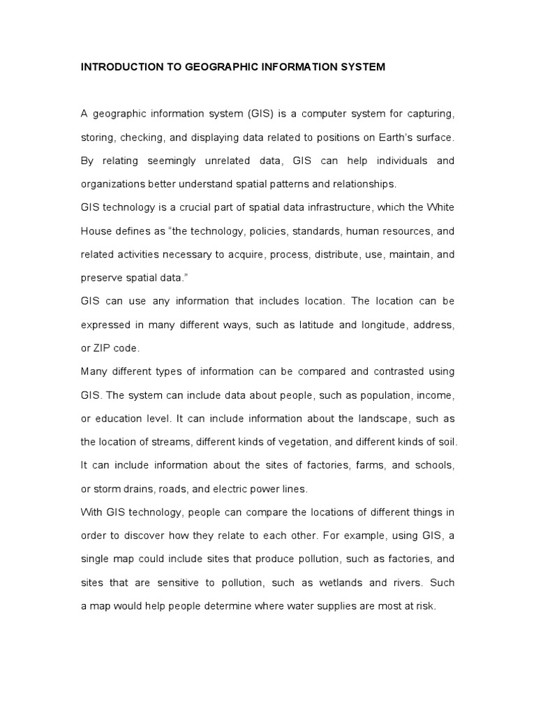 Introduction To Geographic Information System | PDF | Geographic ...