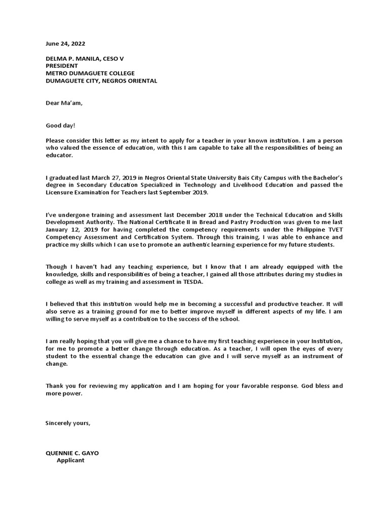 Application Letter | PDF