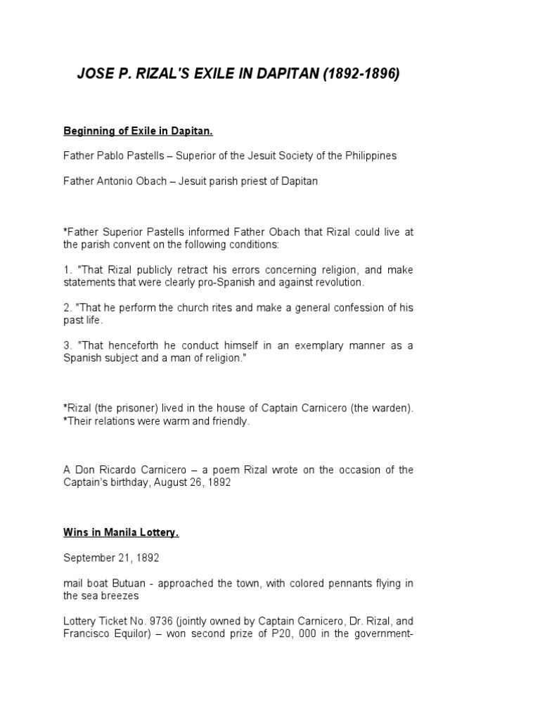 Rizal in Dapitan - Summary PDF | PDF