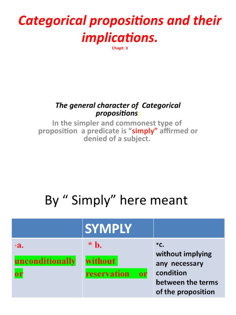 6-Categorical Proposition CH 111 | PDF | Proposition | Logic