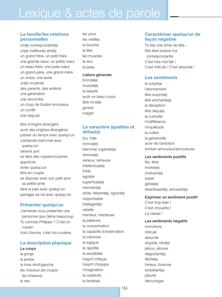 Delf b1 SJ NF - Lexique | PDF