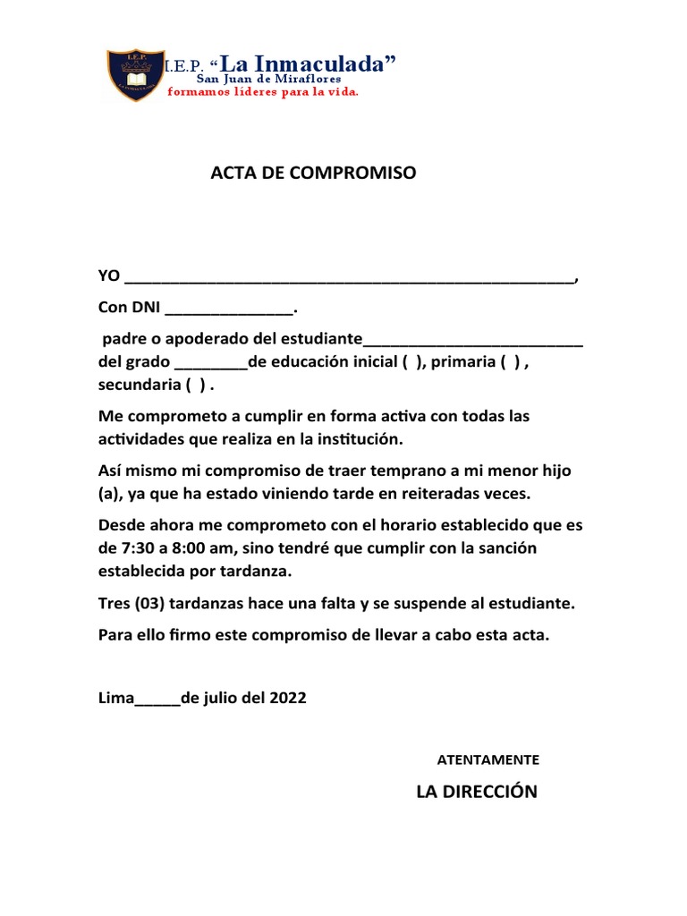Acta de Compromiso Actualizada | PDF