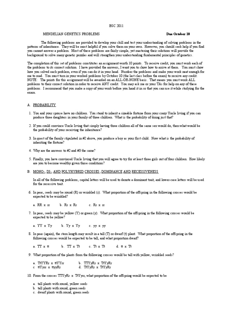 Mend Probs | Download Free PDF | Dominance (Genetics) | Genotype