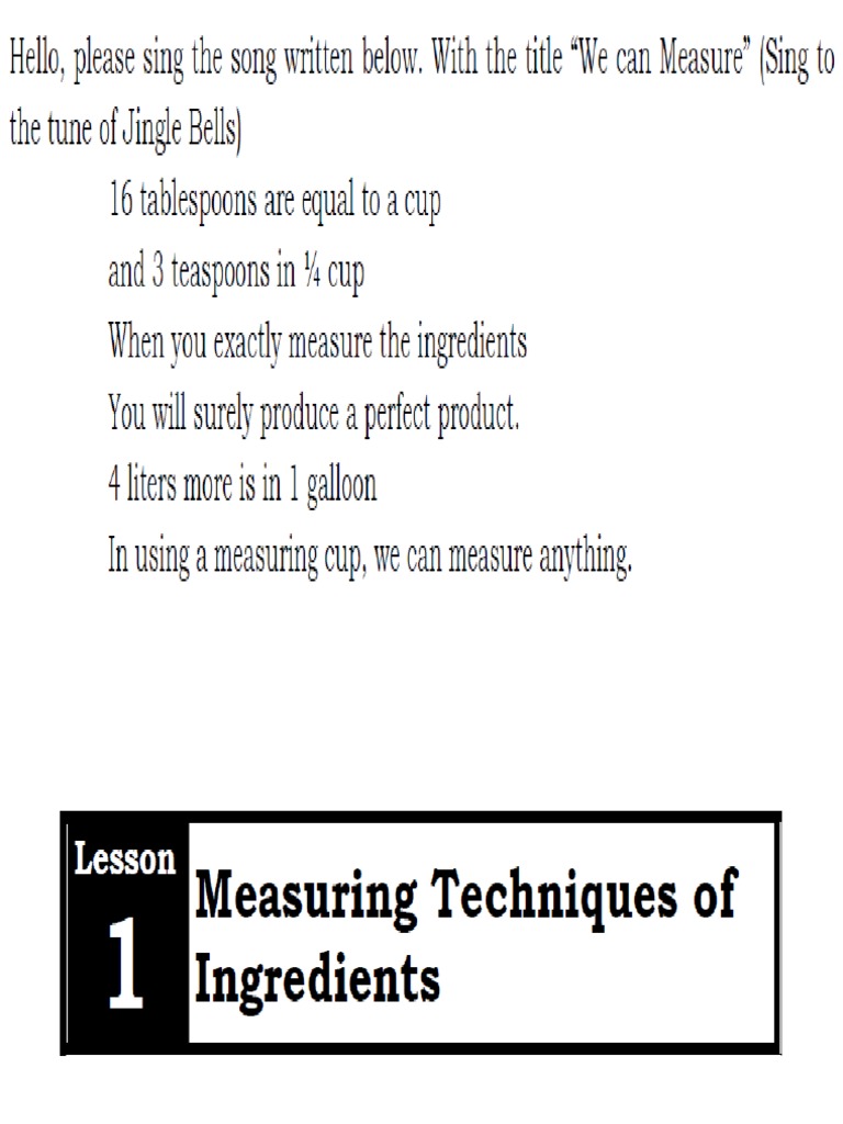 Measuring Techniques of Ingredients | PDF