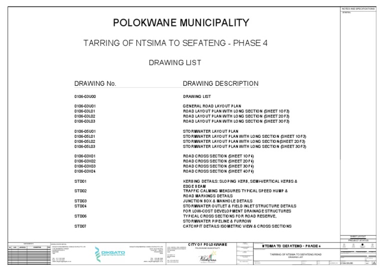Drawing List | PDF | Transport | Civil Engineering