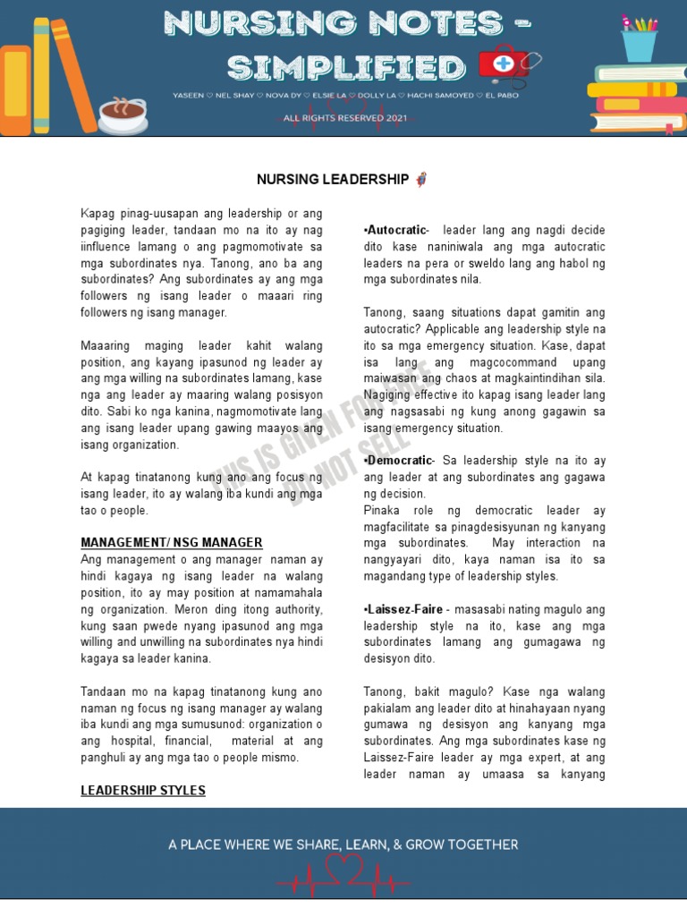Nursing Leadership | PDF
