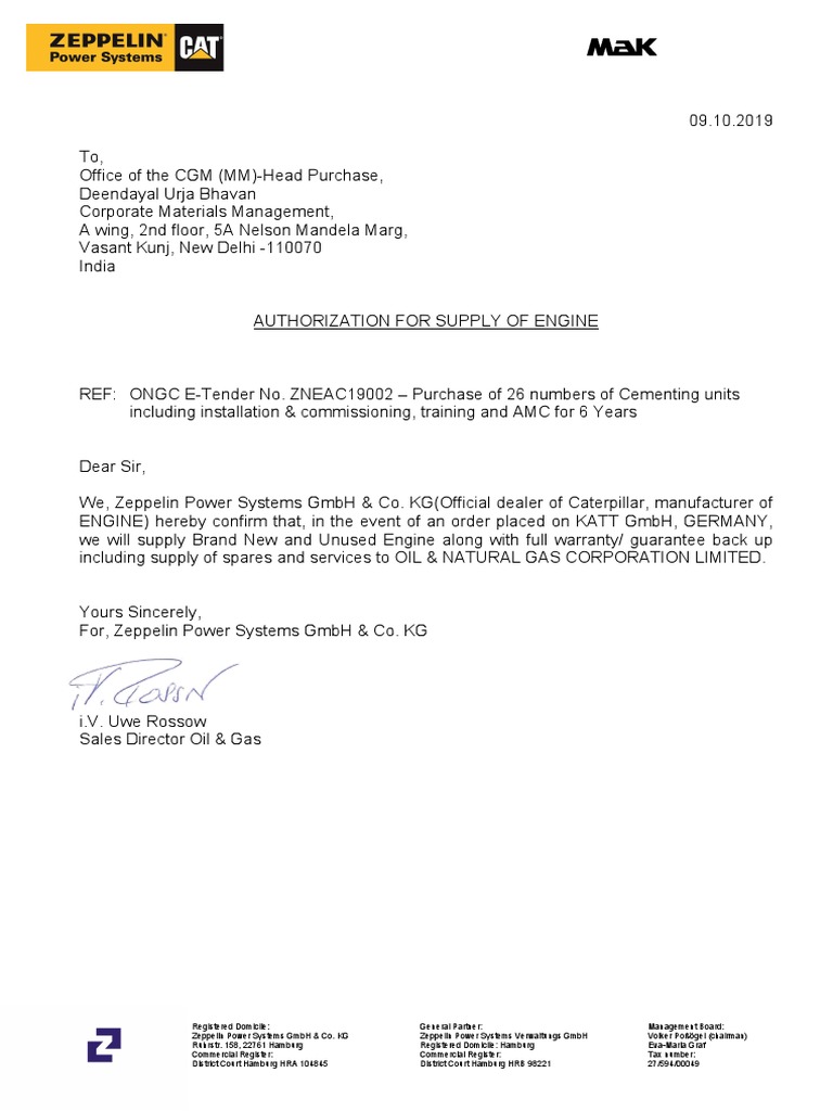 Authorization Caterpillar | PDF