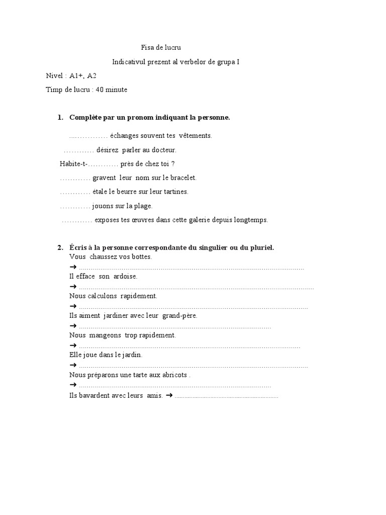 Fisa de Lucru Limba Franceza | PDF | Maison et jardin | Art