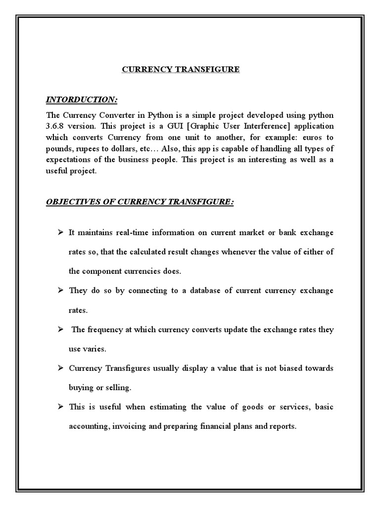 Currency Transfigure | PDF | Python (Programming Language) | Exchange Rate