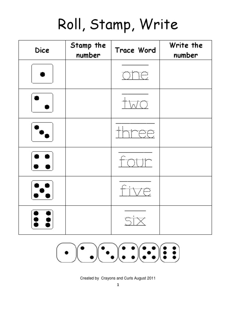 Preschool Number Activity | PDF | Dice | Gaming