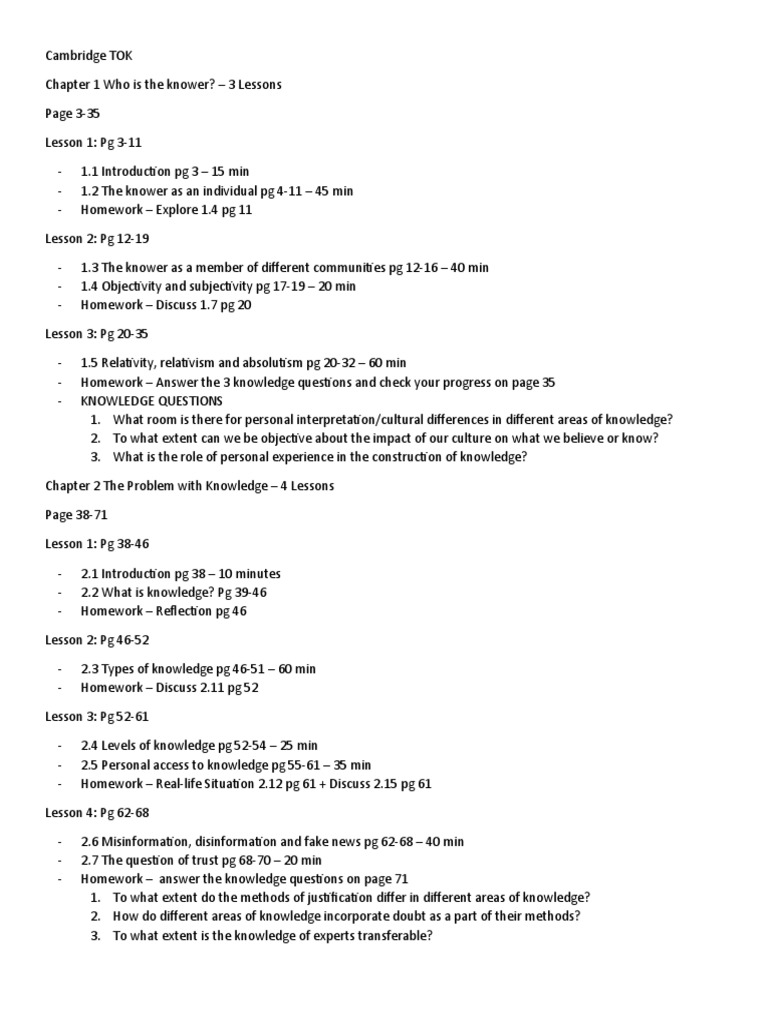 Tok Lessons | PDF | Truth | Knowledge