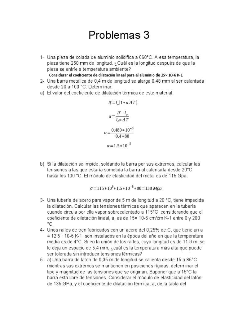 Problemas 2-7-10 | PDF | Expansión térmica | Acero