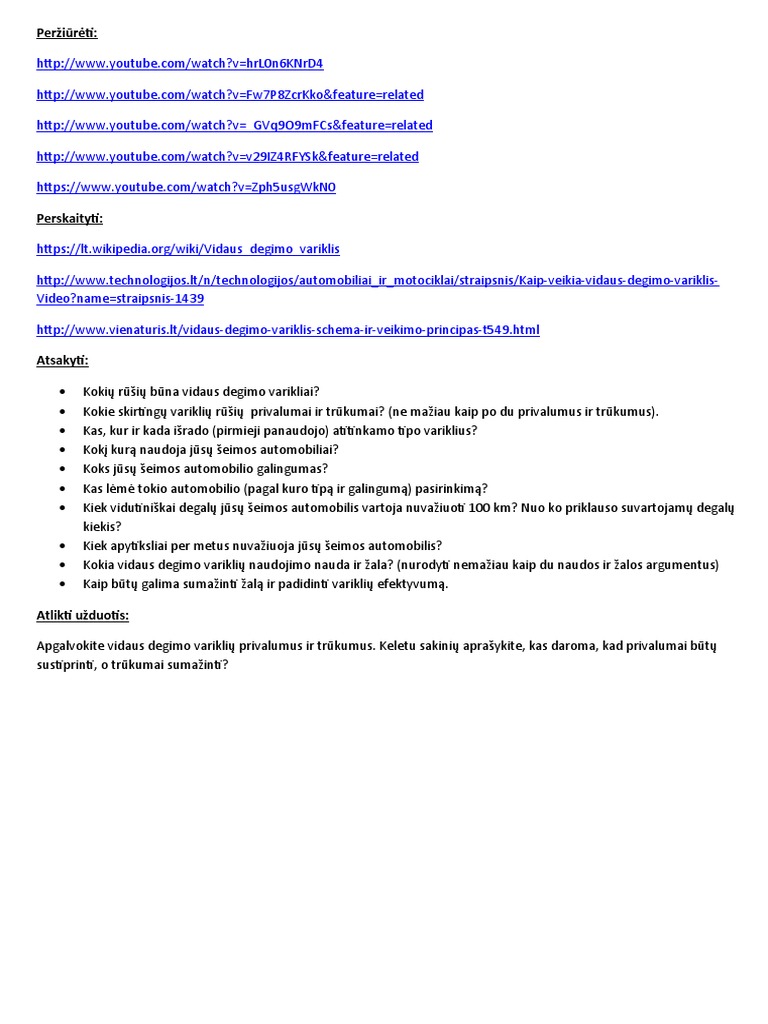 Šiluminiai Varikliai Vidaus Degimo Variklis 1 | PDF
