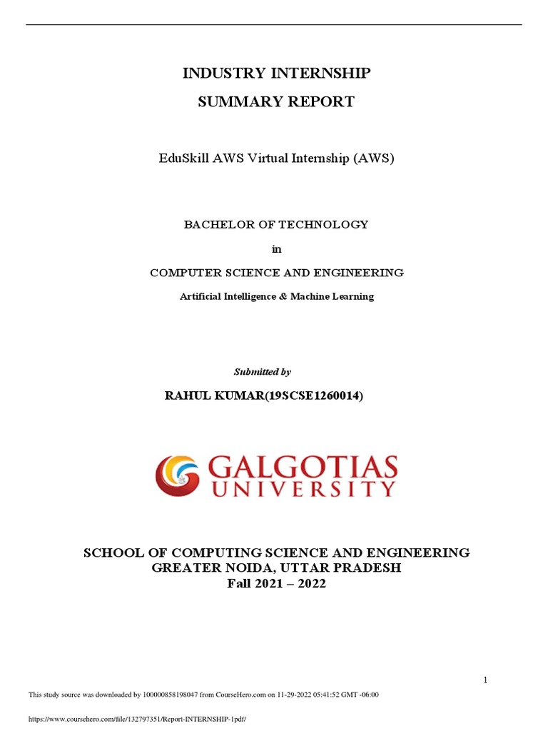 Report Internship 1 PDF | PDF | Cloud Computing | Machine Learning