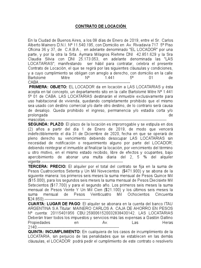 Modelo Contrato de Alquiler - Locacion Caba | PDF | Daños y perjuicios | Propiedad