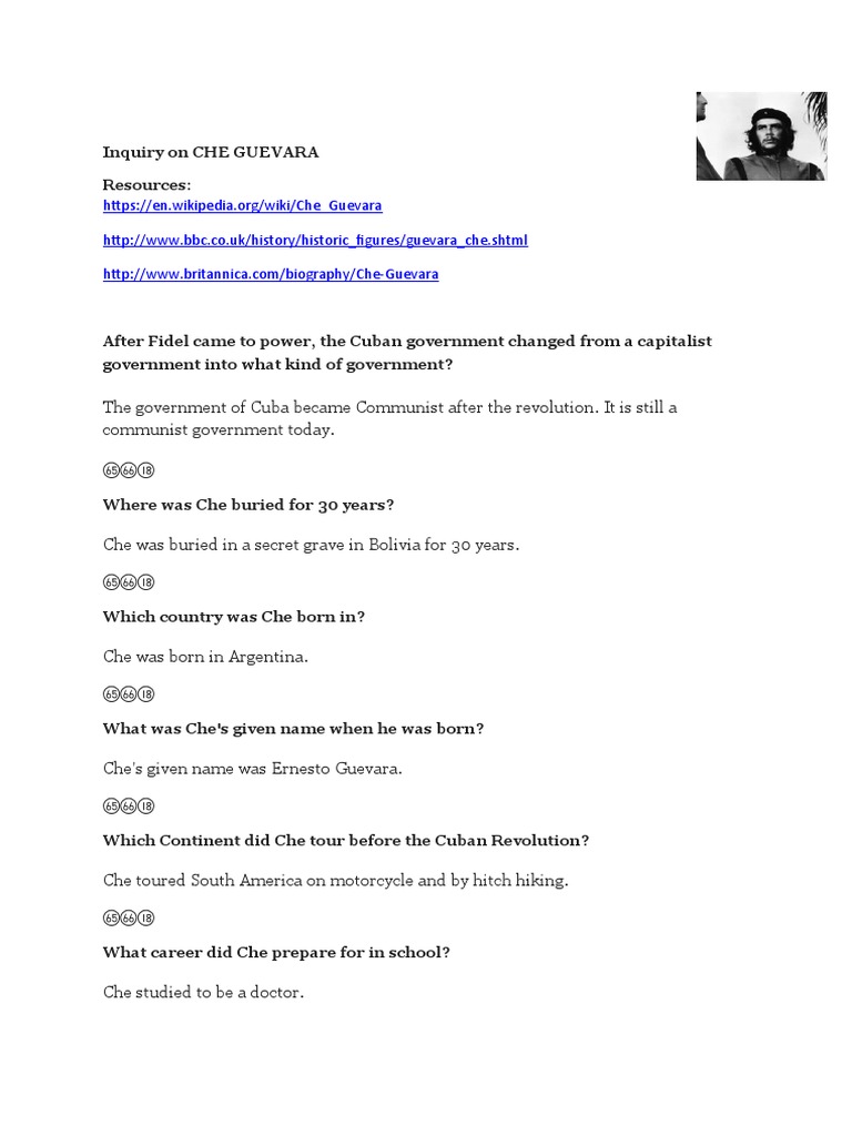 Che Guevara Solutions | PDF | Che Guevara | Cuba