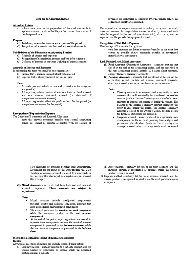 CHAPTER 8 Adjusting Entries | PDF | Expense | Deferral
