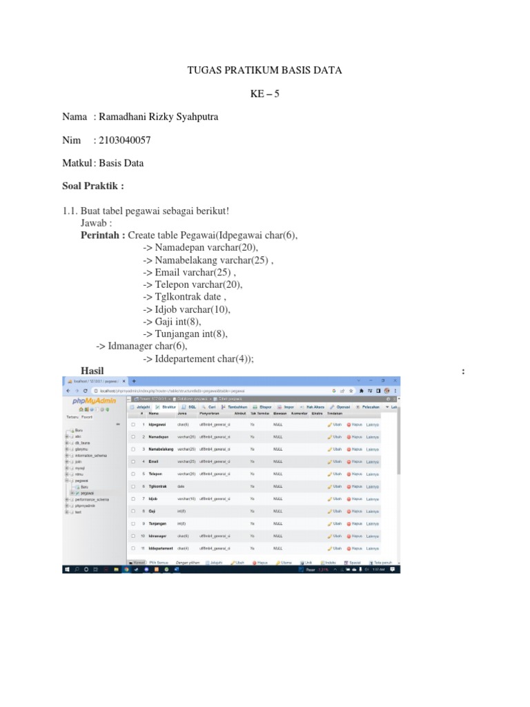 Ramadhani Rizky Syahputra - 2103040057 - Tugas 5 Basis Data Lanjut | PDF | Metode & Bahan Ajar ...