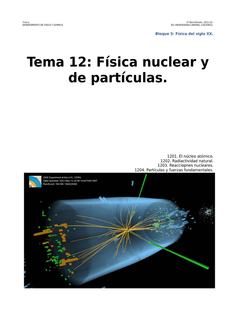 Tema 12 | PDF | Desintegración radioactiva | Núcleo atómico