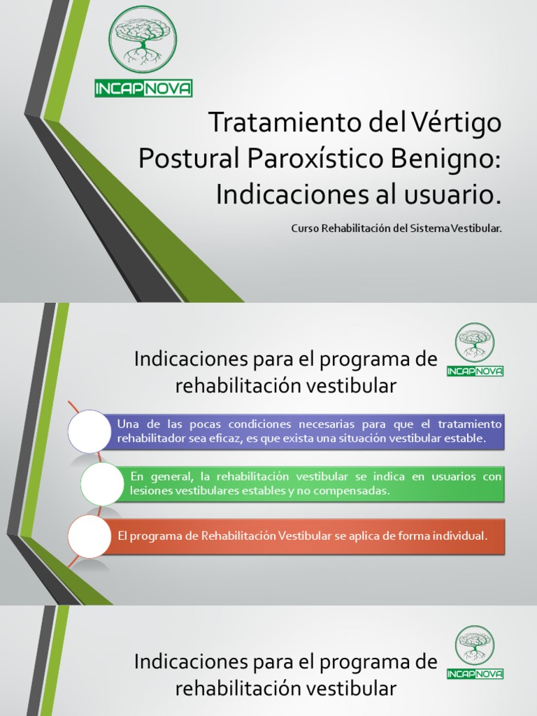 Tratamiento VPPB Indicaciones Al Usuario INCAPNOVA | PDF | Vértigo ...