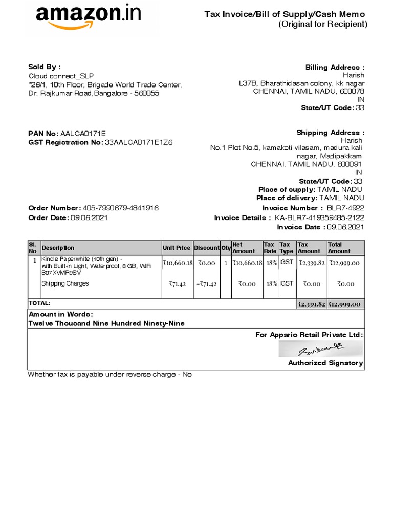 Amazon Bill | PDF