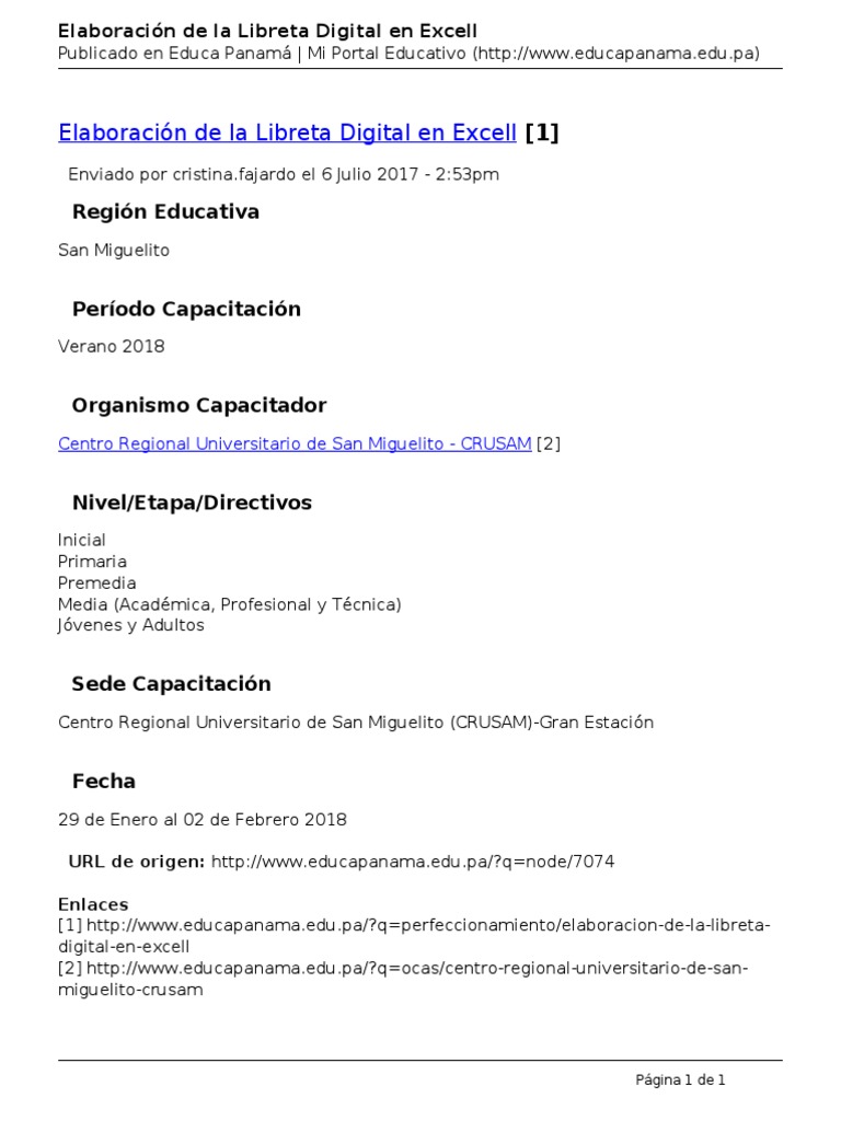 Educa Panama Mi Portal Educativo - Elaboracion de La Libreta Digital en Excell - 2018-03-14 ...