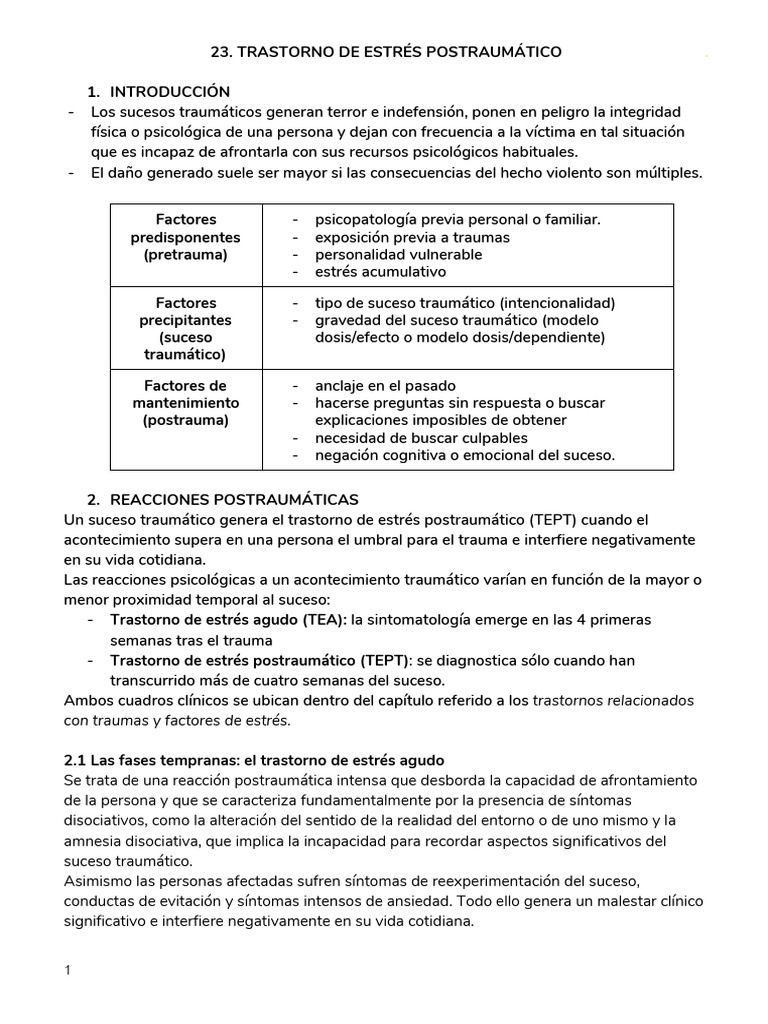 TEPT | PDF | Manual Diagnóstico y Estadístico de los Trastornos ...
