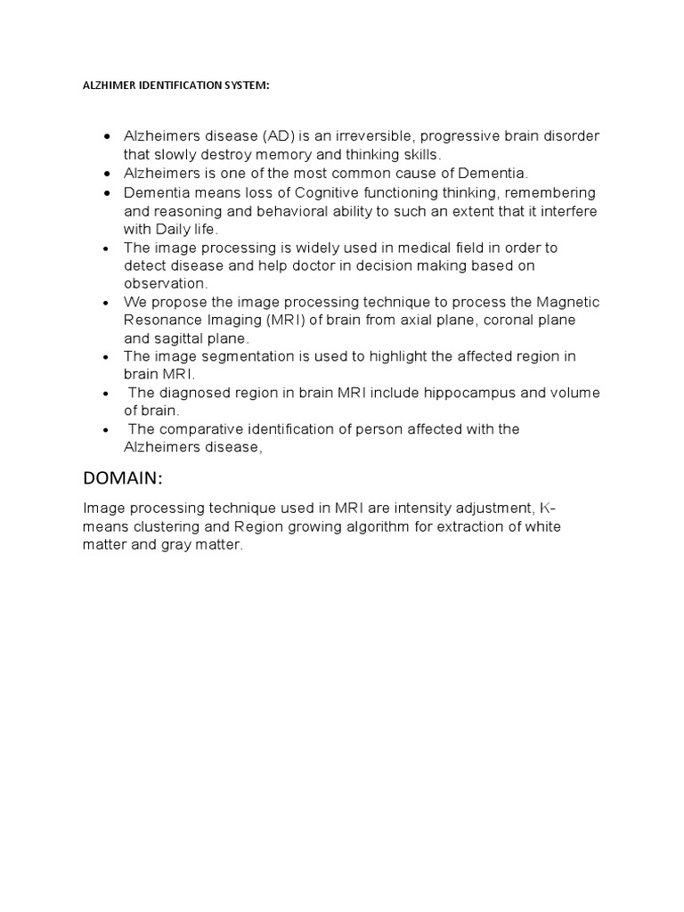 Alzhimer Identification System | PDF
