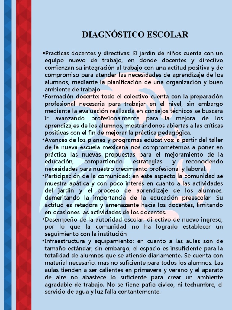 Ejemplo de Diagnostico Escolar | PDF | Método de enseñanza | Educación de la primera infancia