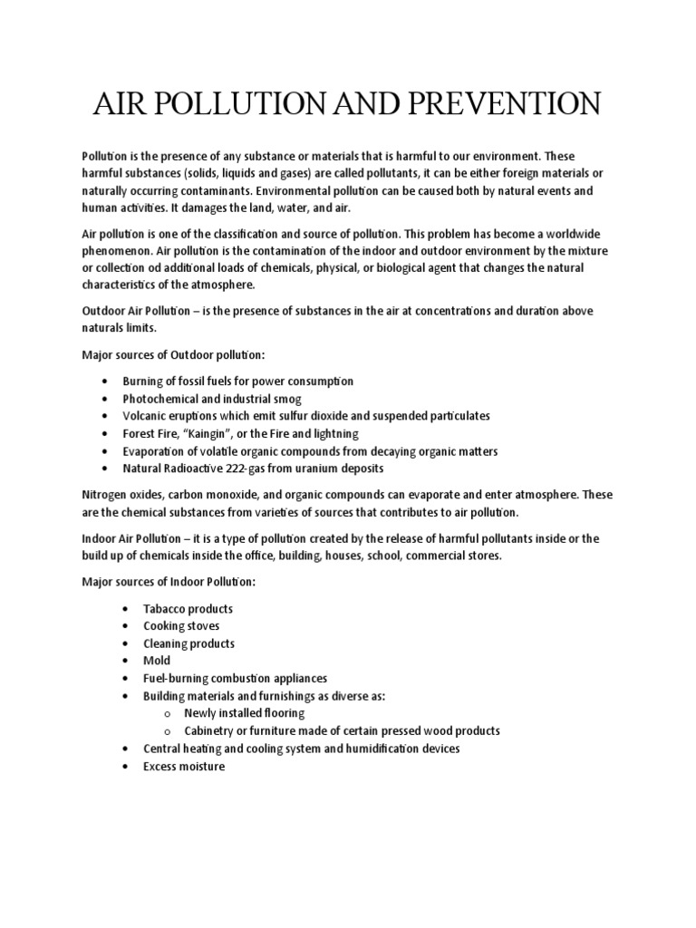Global Air Pollution: Causes and Solutions | PDF | Air Pollution ...