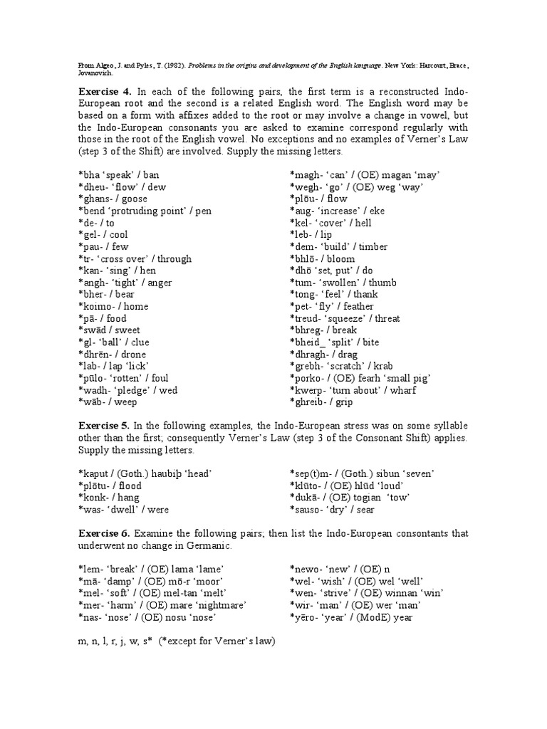 Grimms Law Key | PDF | Philology | Language Arts & Discipline