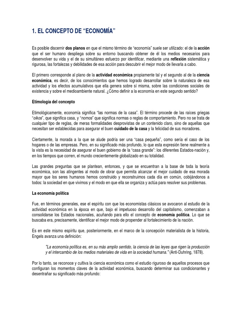 01.el Concepto de Economía | PDF | Ciencias económicas | Economias