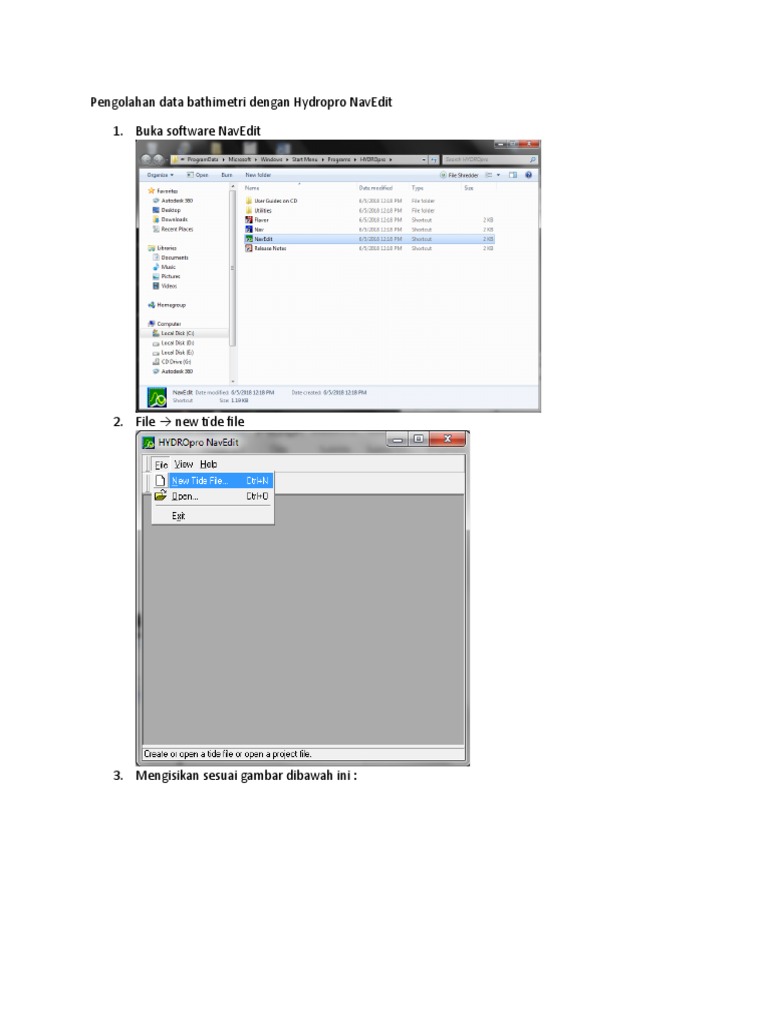 Pengolahan Data Bathimetri Dengan Hydropro Navedit | PDF