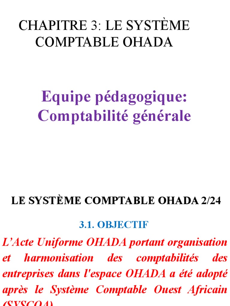 Chapitre 3 - Le Systeme Comptable Ohada | PDF | Comptabilité | Bilan ...