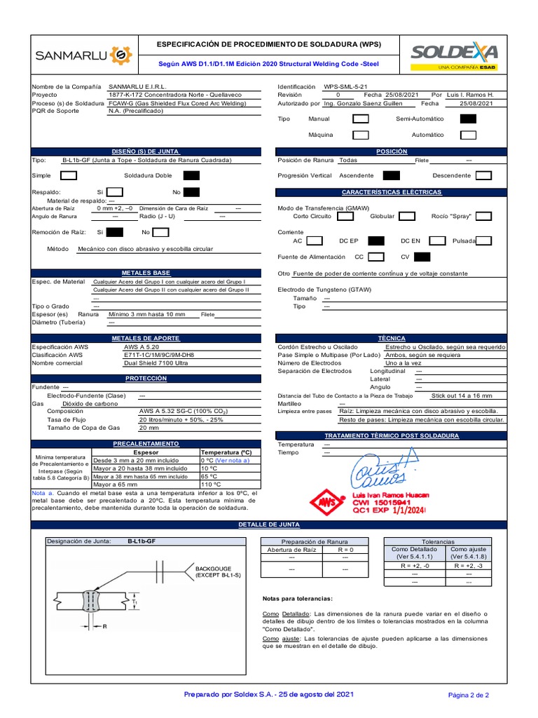 WPS SML 5 21 | PDF | Soldadura | Construcción