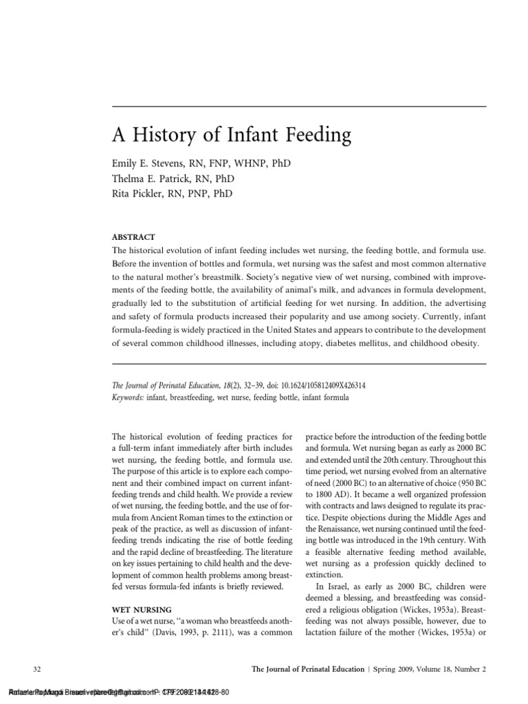 A History of Infant Feeding | PDF | Breastfeeding | Infant Formula