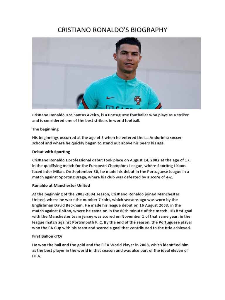 Cristiano Ronaldo Biography: Rise of Portuguese Football Legend | PDF | Sports Clubs | Athletic ...