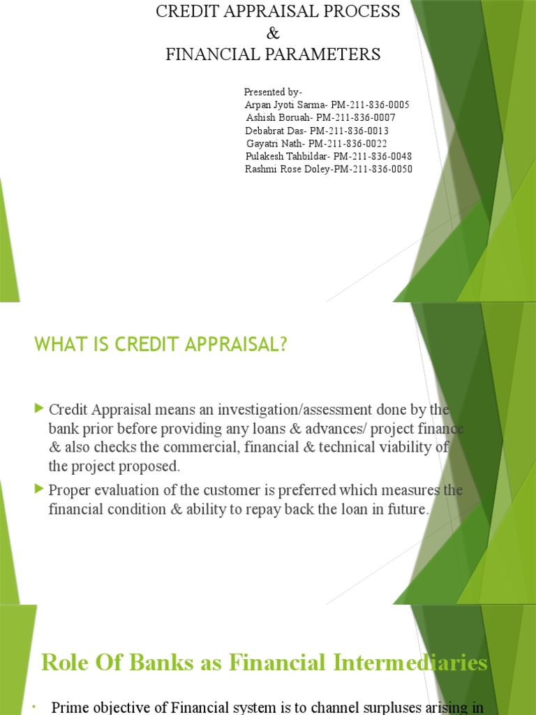 Credit Appraisal Process & Financial Parameters | PDF | Loans | Credit