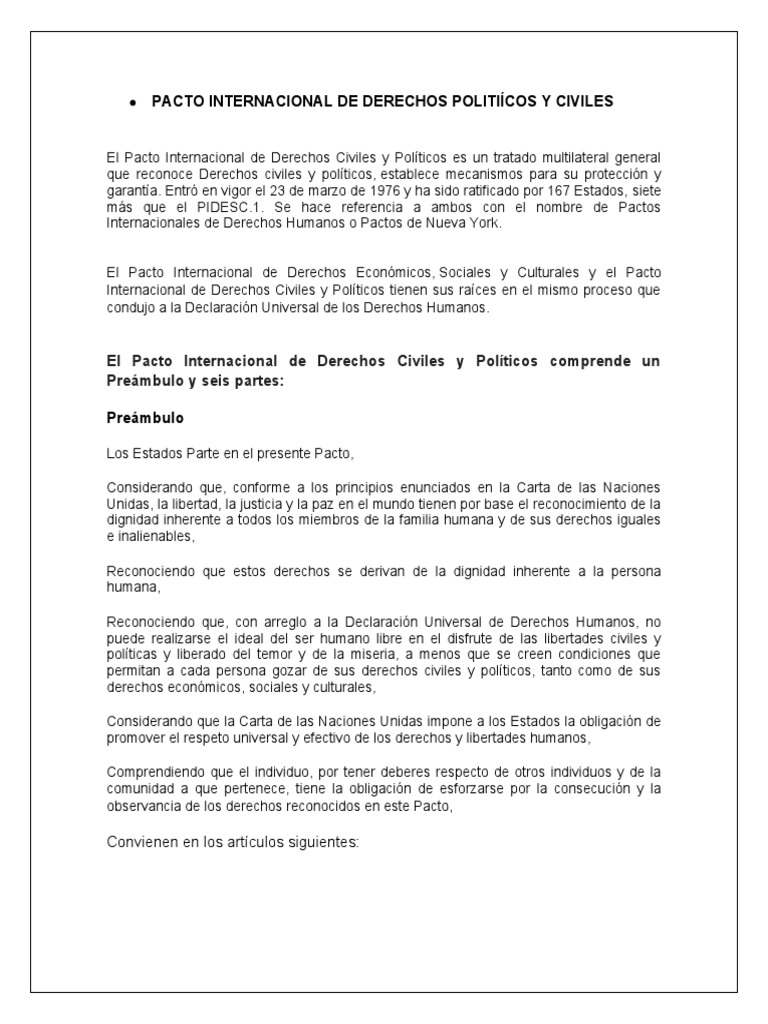 Pacto Internacional de Derechos Civiles | PDF | Derechos humanos ...