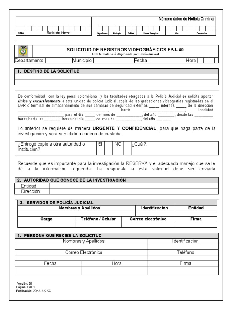 Fpj 40 Nuevo Solicitud De Registros Videograficos Pdf