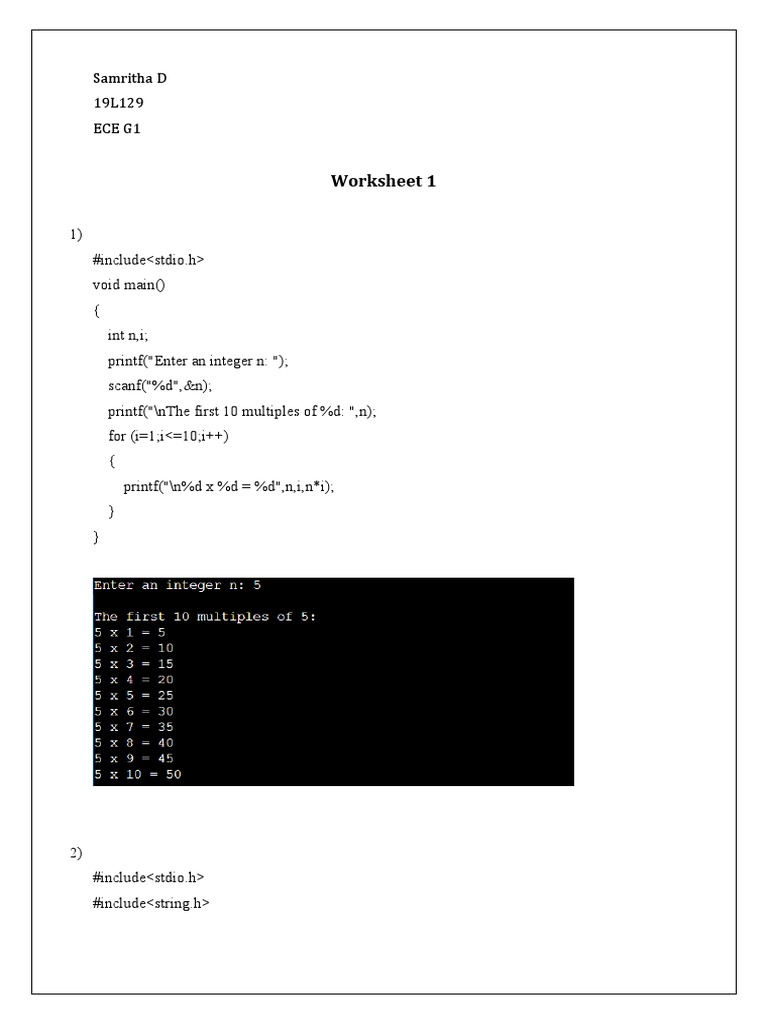 Worksheet 1 Pdf Computer Engineering Computer Programming