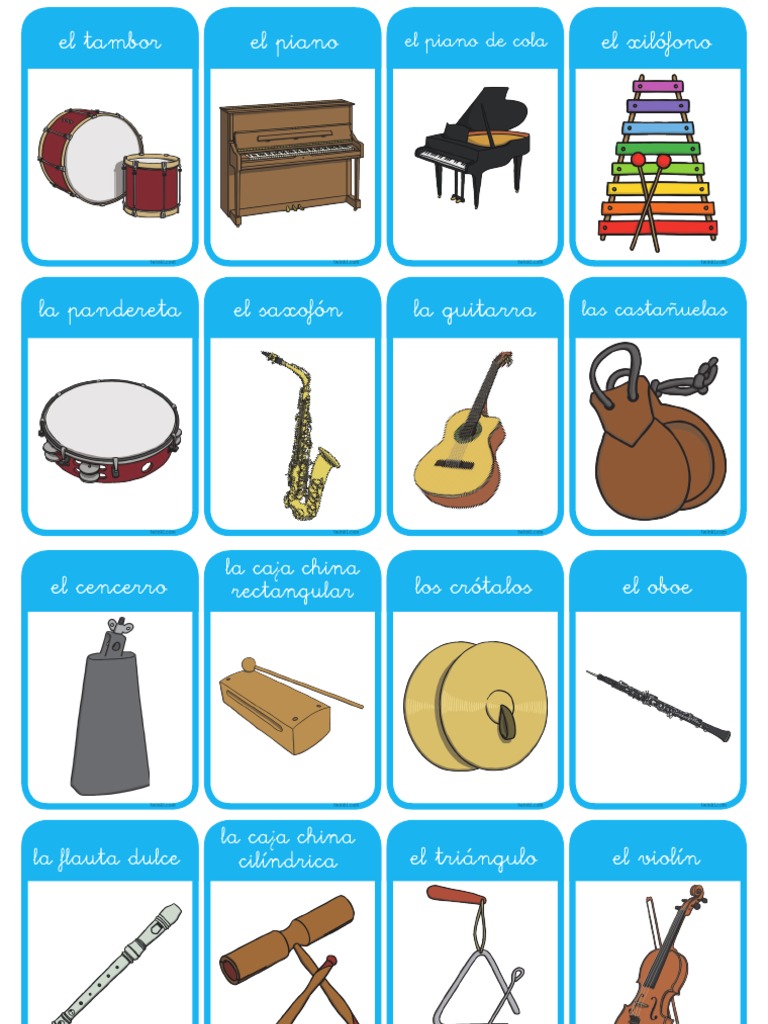 Los Instrumentos Musicales Tarjetas Educativas | PDF