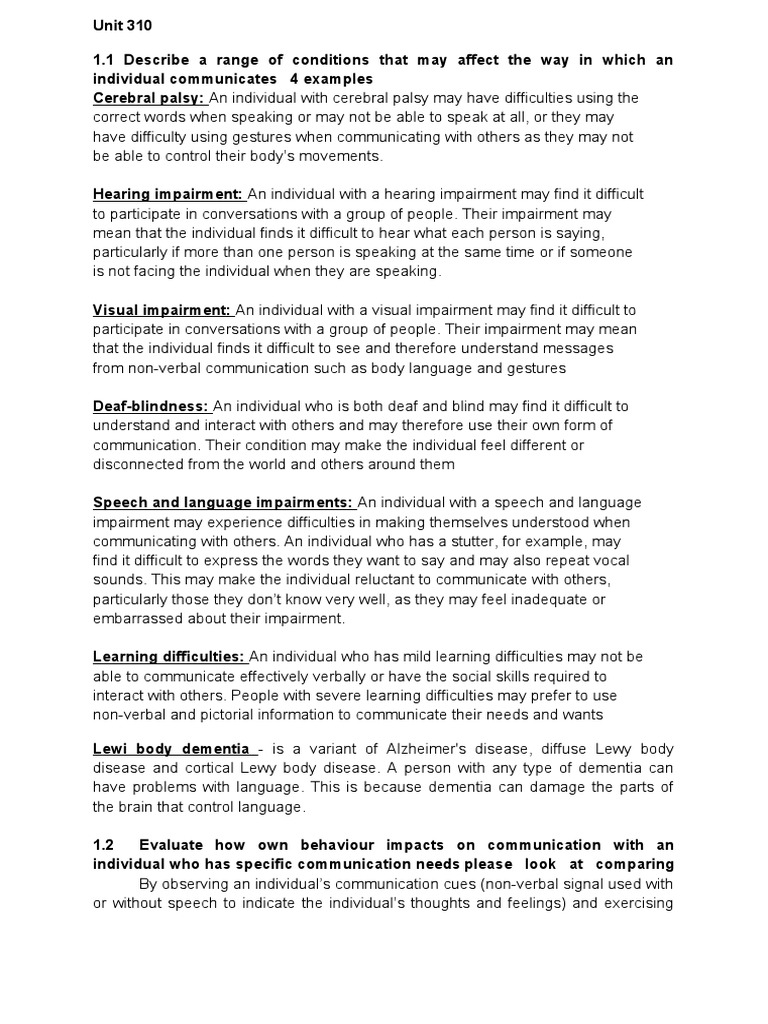 310 Unit | PDF | Communication | Nonverbal Communication