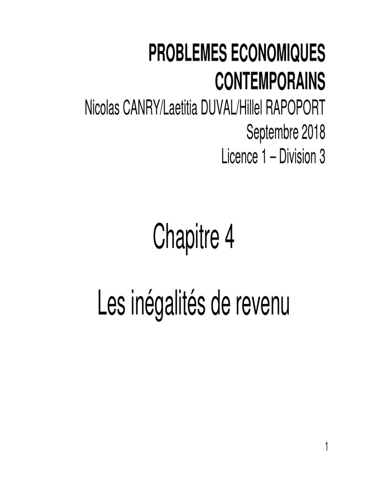 Chapitre 4 Les Inégalités De Revenu Pdf Inégalité économique