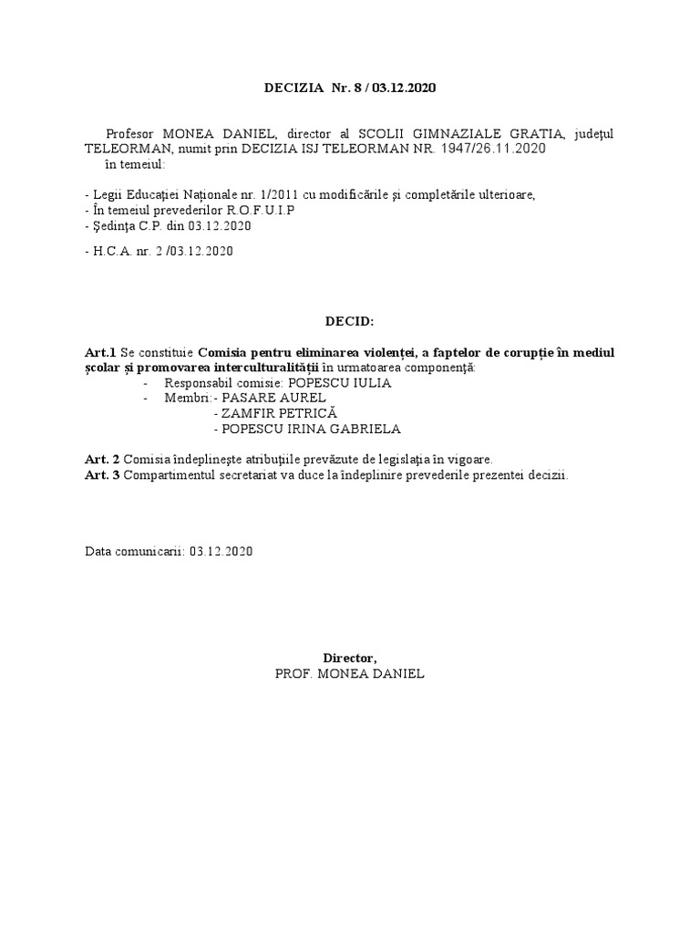 Decizie Comisie de Violenta | PDF